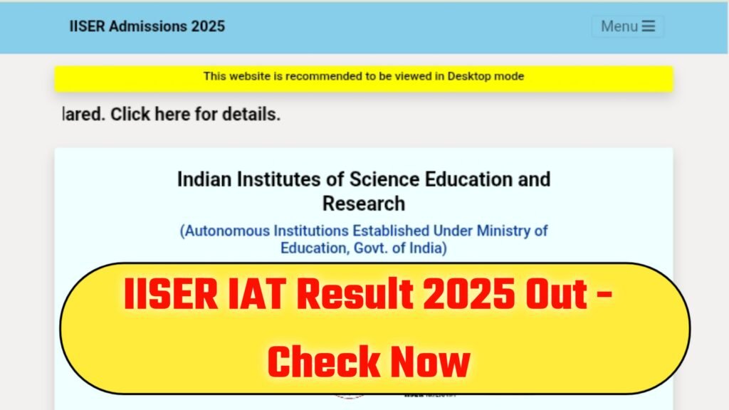 IISER IAT Result 2025 Declared at iiseradmission.in: Direct Link to ...