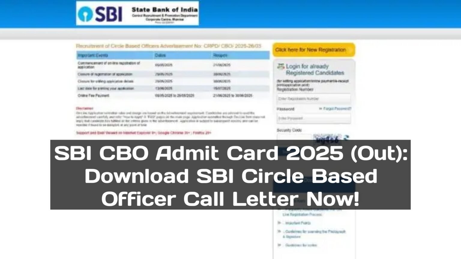 SBI CBO Admit Card 2025 (Out): Download SBI Circle Based Officer Call ...