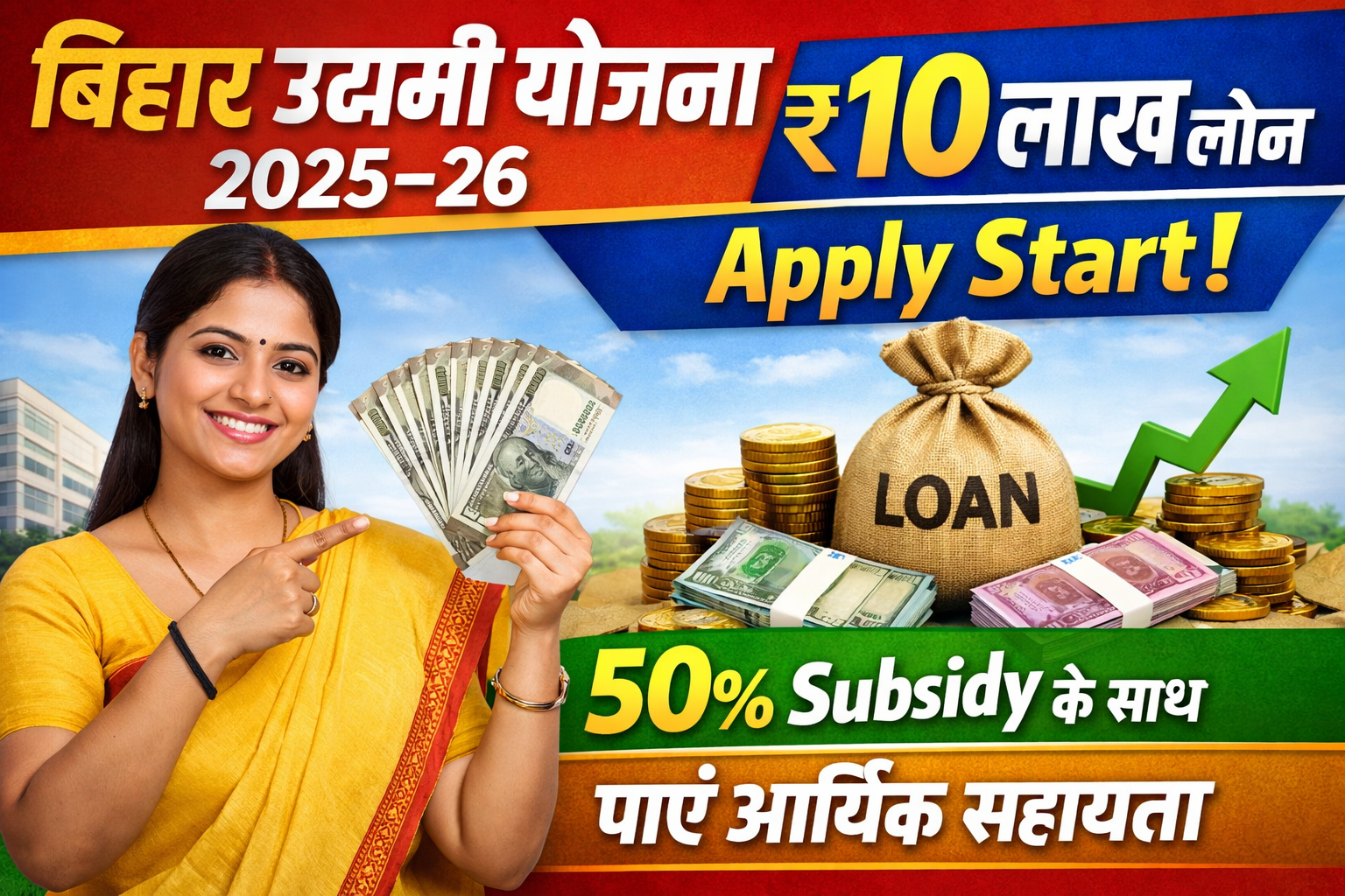 Bihar Udyami Yojana 2025–26: ₹10 Lakh Loan Apply Start | 50% Subsidy के ...